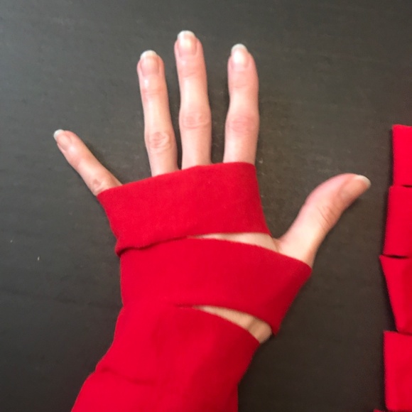 Hand Crafted | Accessories | Red Cut Out Gloves Cotton Arm Warmers ...